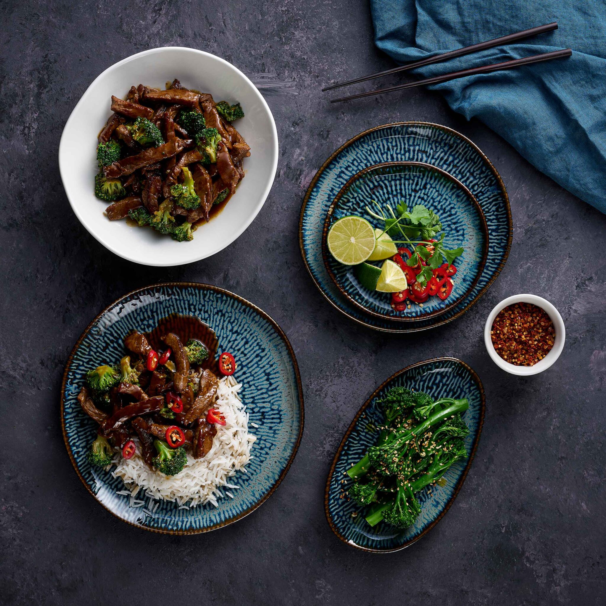 Envisage Cascade Sapphire Blue Organische Form Servierplatte 22 x 13cm